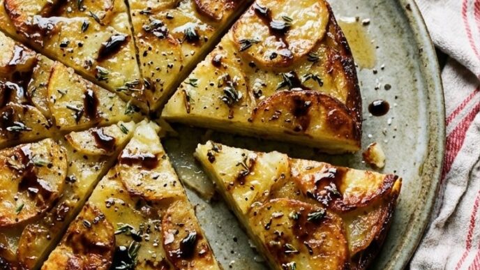 Brown Butter and Thyme Potato Cake with Balsamic Glaze