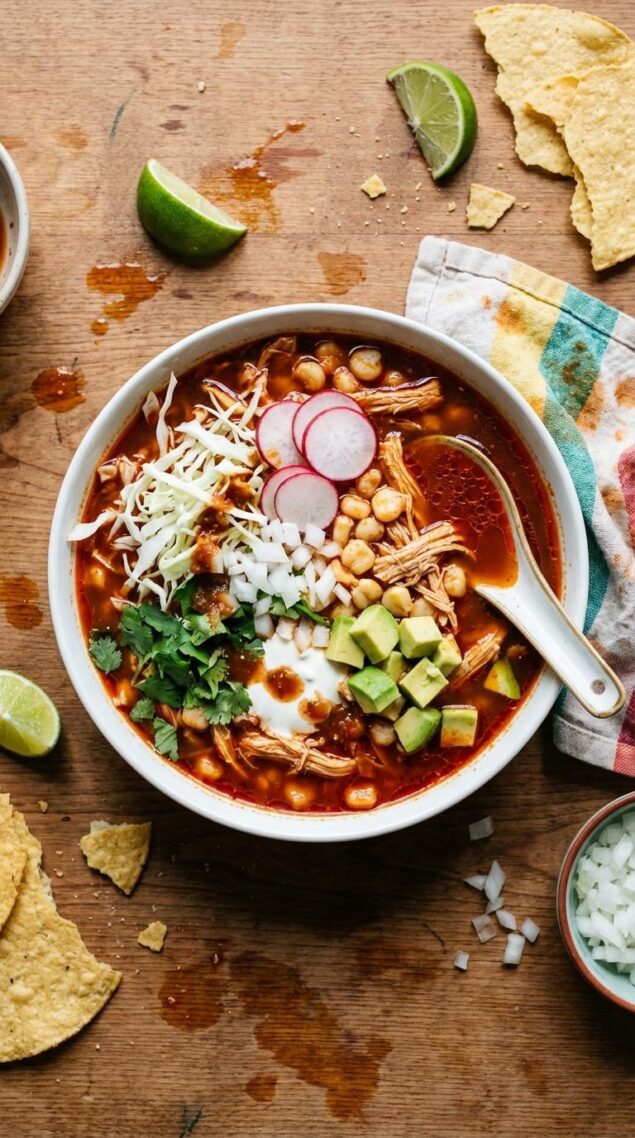 Chicken Pozole Rojo Recipe: Toasted Chile Broth, Whole Chicken