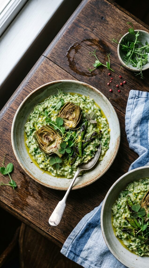 Cook Like a Chef: Nettle Risotto With Roasted Artichokes