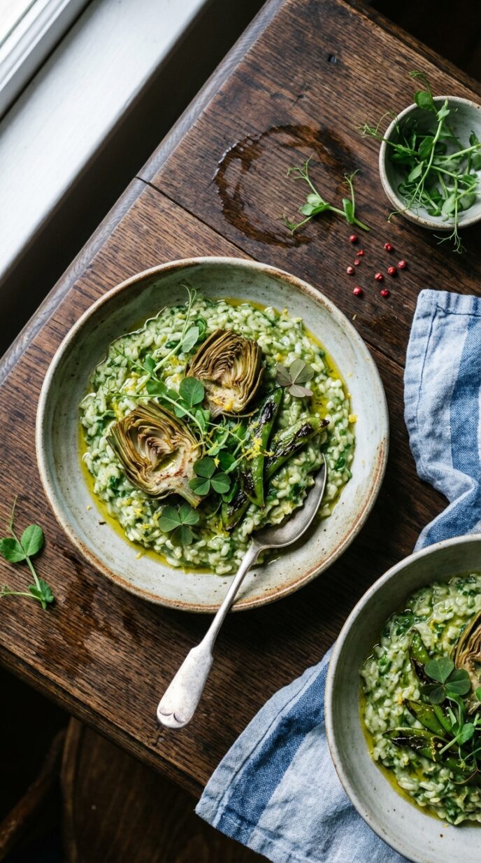 Cook Like a Chef: Nettle Risotto With Roasted Artichokes