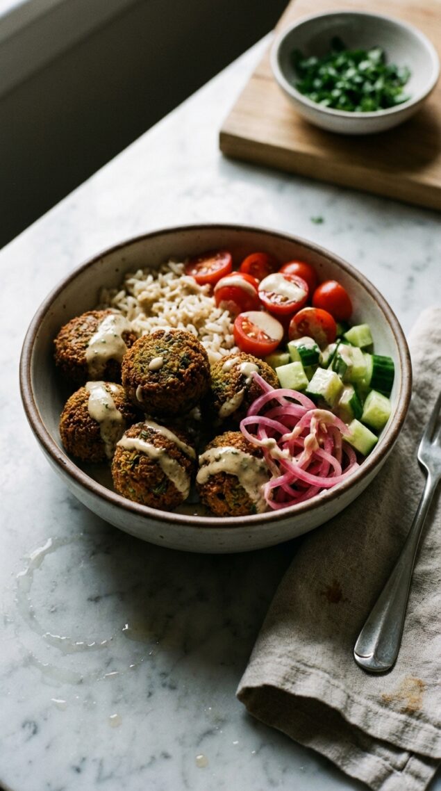 Falafel Bowls with Tahini Sauce - Honest Cooking