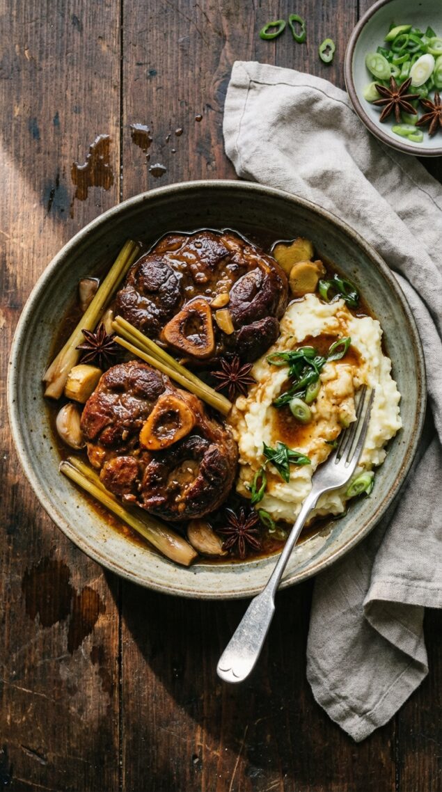 Lemongrass Braised Bison Osso Buco - Honest Cooking
