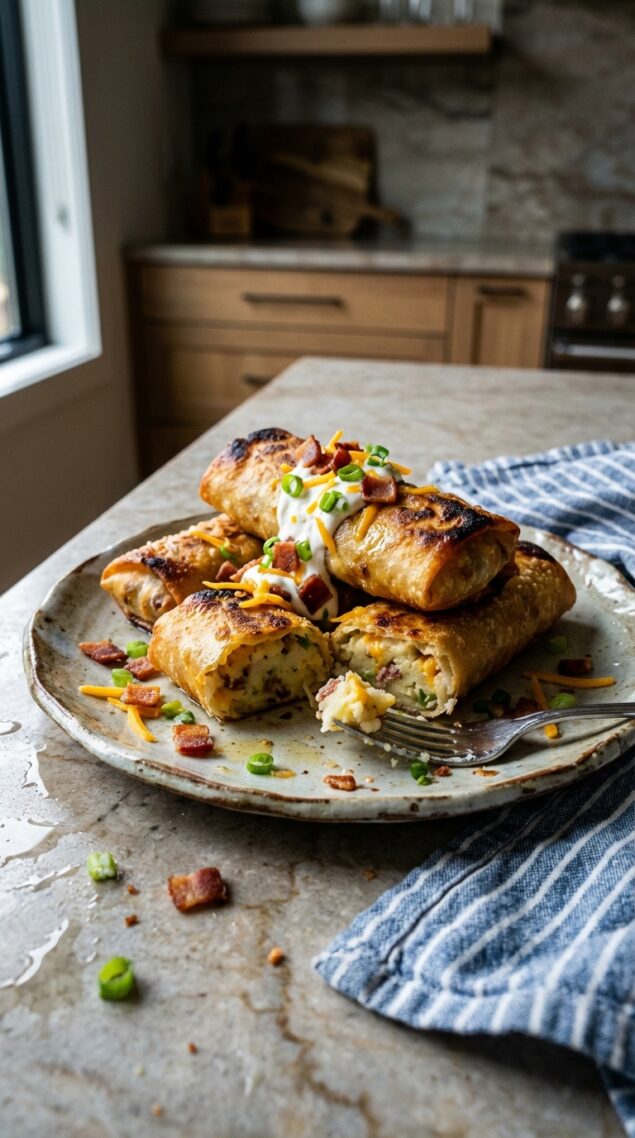 Potato Spring Rolls: Loaded Baked Potato Filling