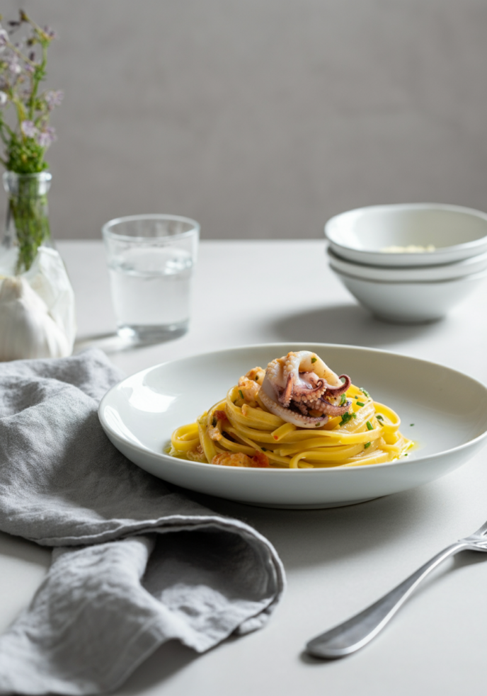Pasta with Tiny Calamari Recipe by Jessica Dang